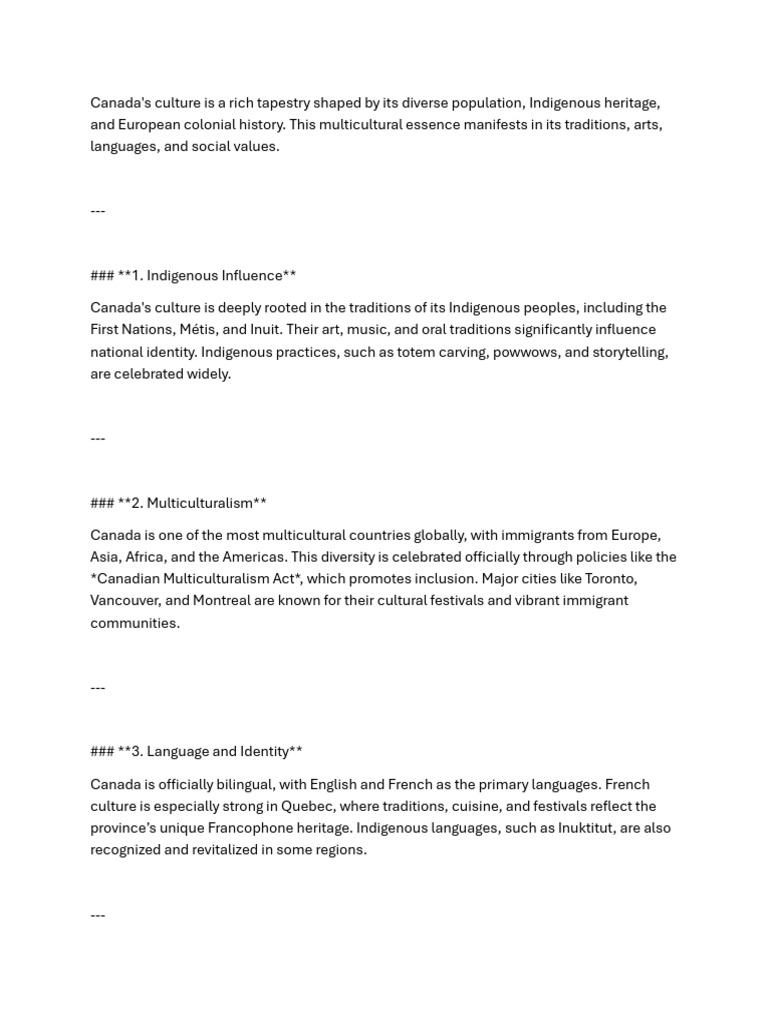 Canada's Diverse Cultural Heritage | PDF