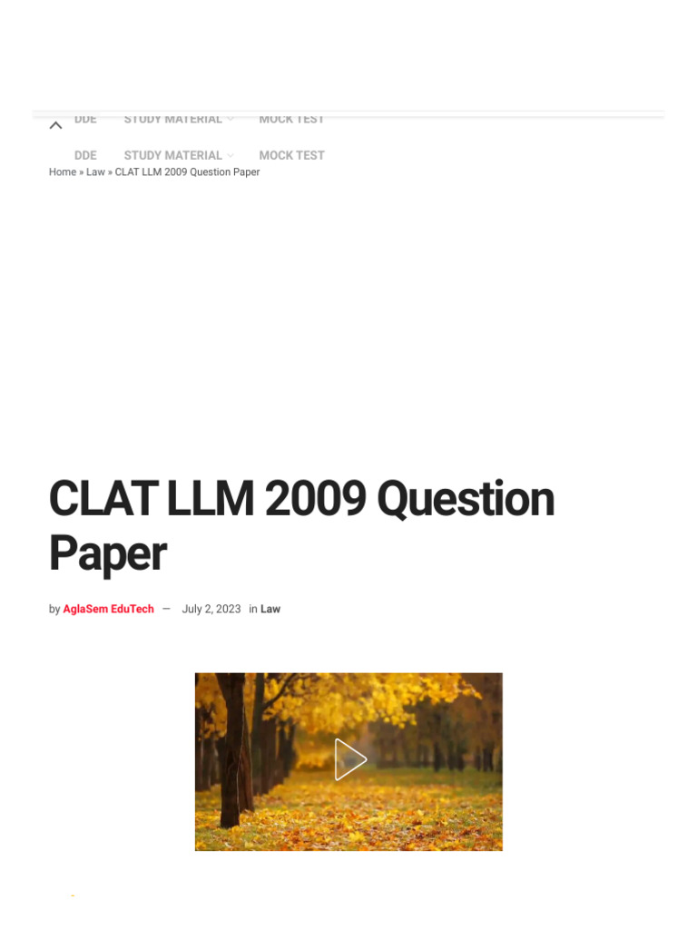 2009 CLAT LLM Question Paper | PDF | Annulment | Aiding And Abetting