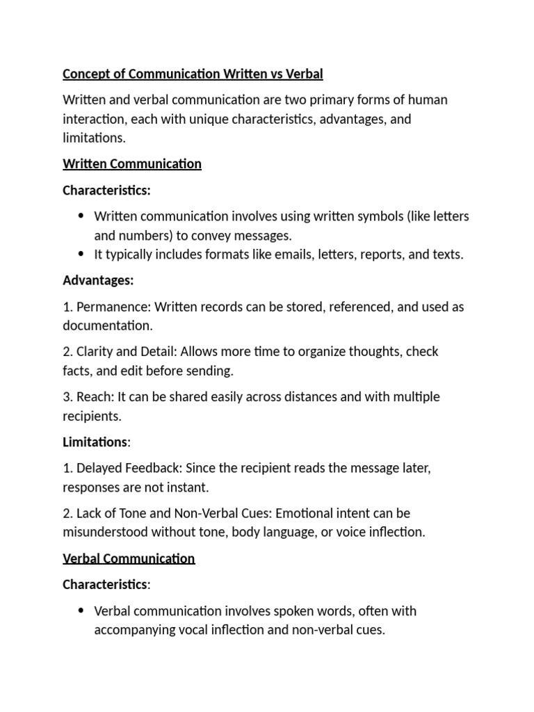 Written and Verbal Communication Document | PDF