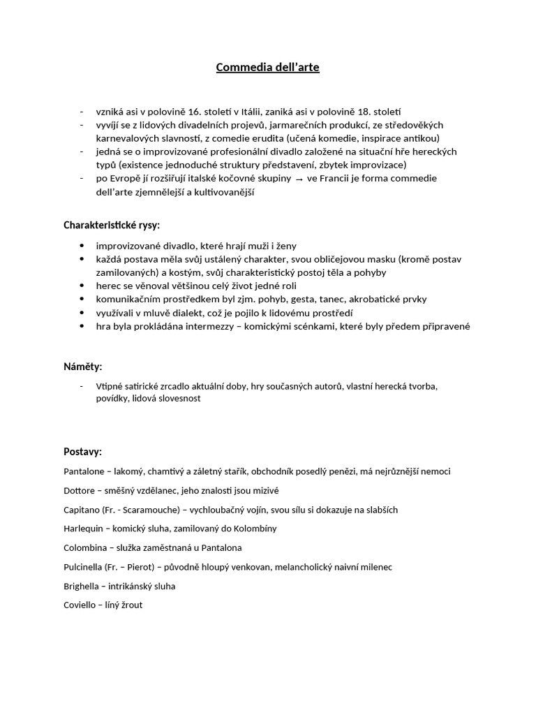 Commedia Dell'arte | PDF