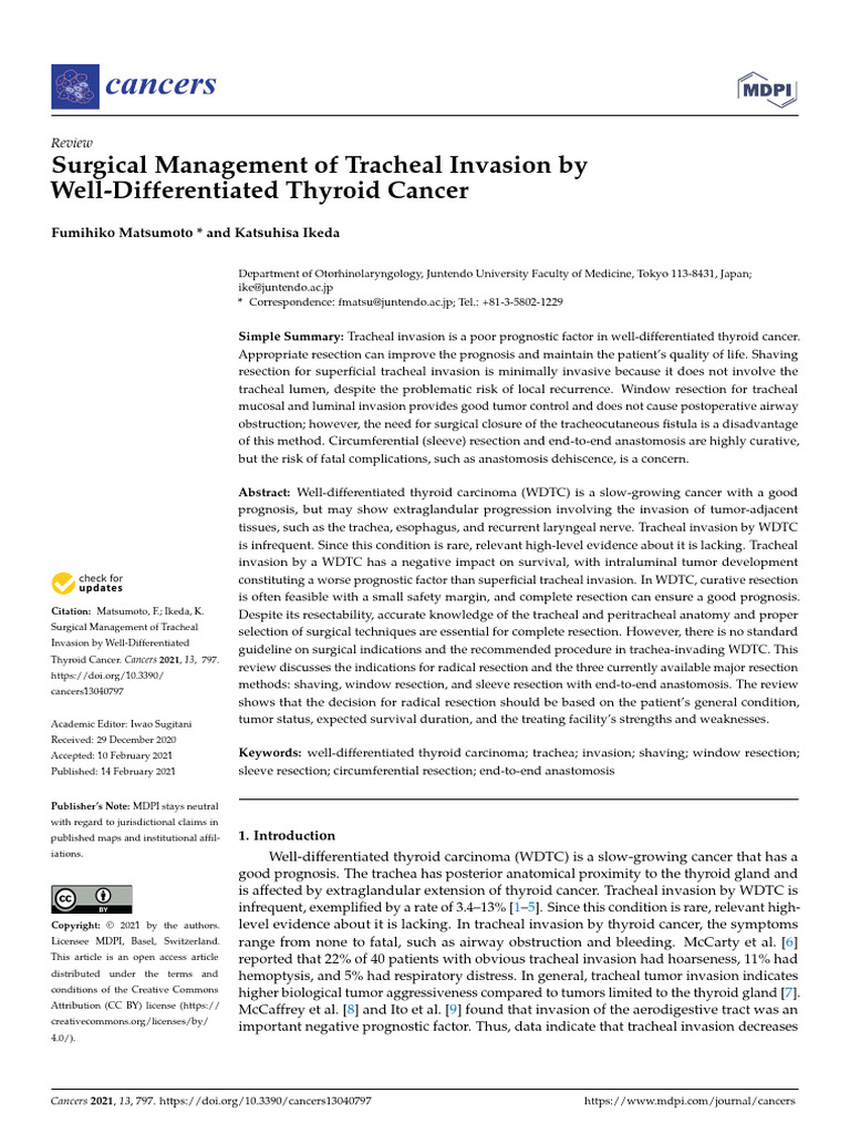 Tracheal Invasion by WDTC | PDF | Surgery | Magnetic Resonance Imaging