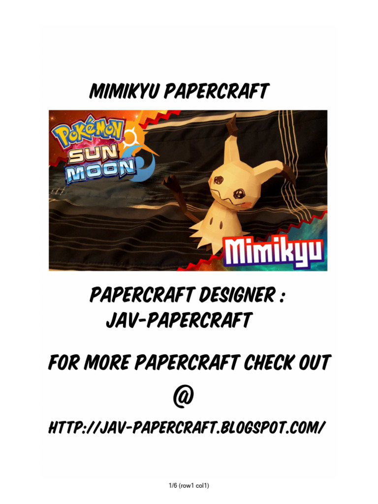 Mimikyu Papercraft: 1/6 (Row1 Col1) | PDF