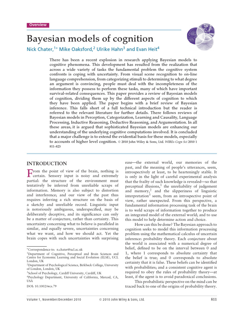 Bayesian Models of Cognition | PDF | Perception | Bayesian Inference
