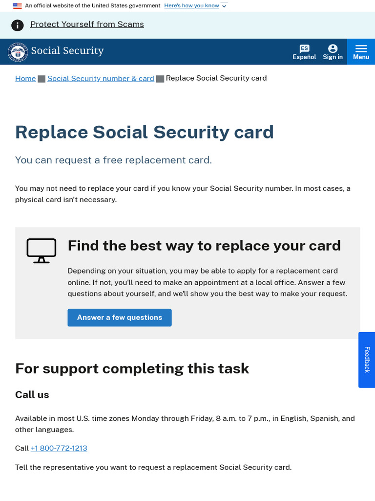 Replace Social Security Card SSA | PDF | Law