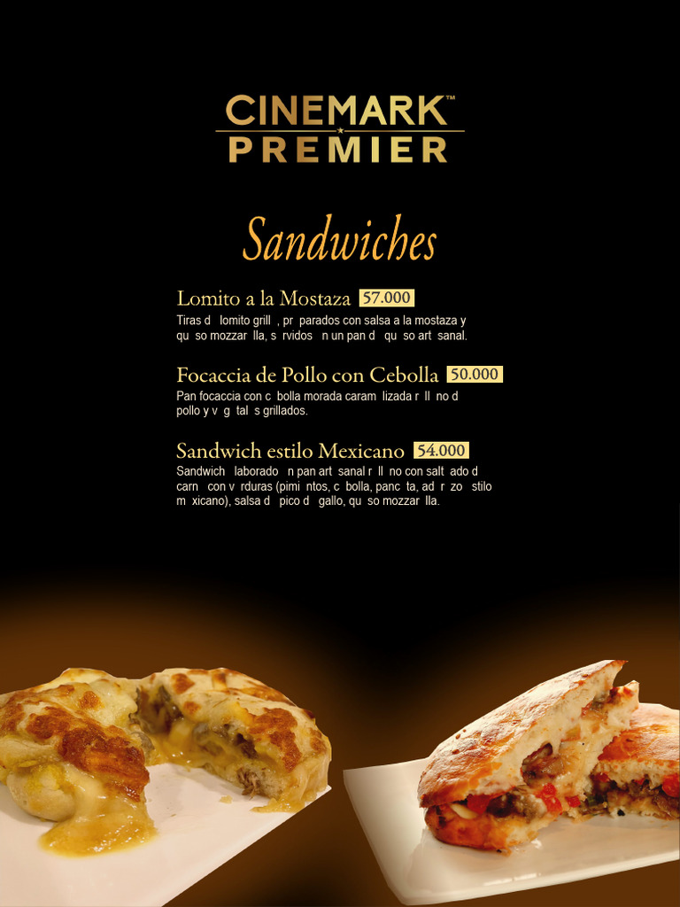 Cinemark Premier Menu Julio 2024 | PDF | Pizza | Alimentos