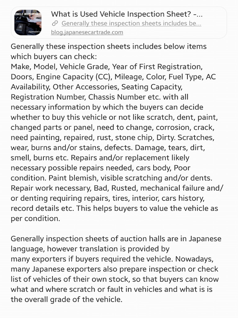 Vehicle Inspection | PDF