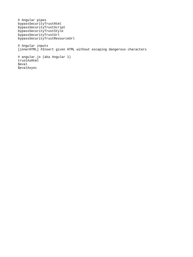 Dangerous Functions Angular | PDF