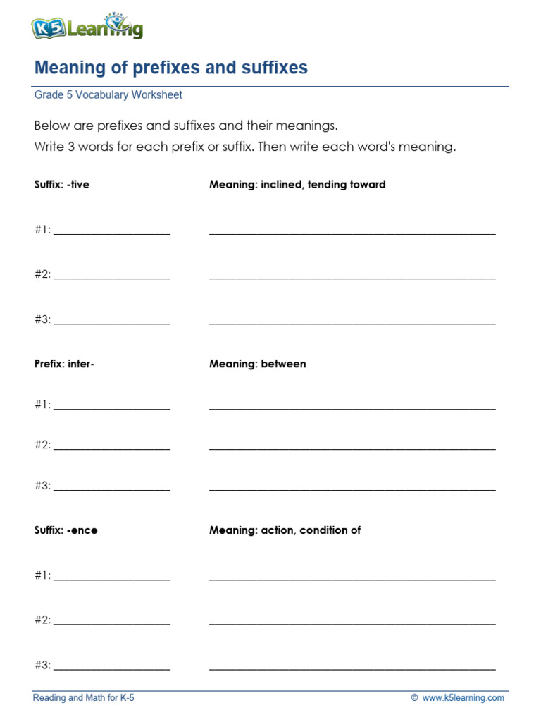 Grade 5 Prefix Suffix Words 2 | PDF | Linguistics | Human Communication