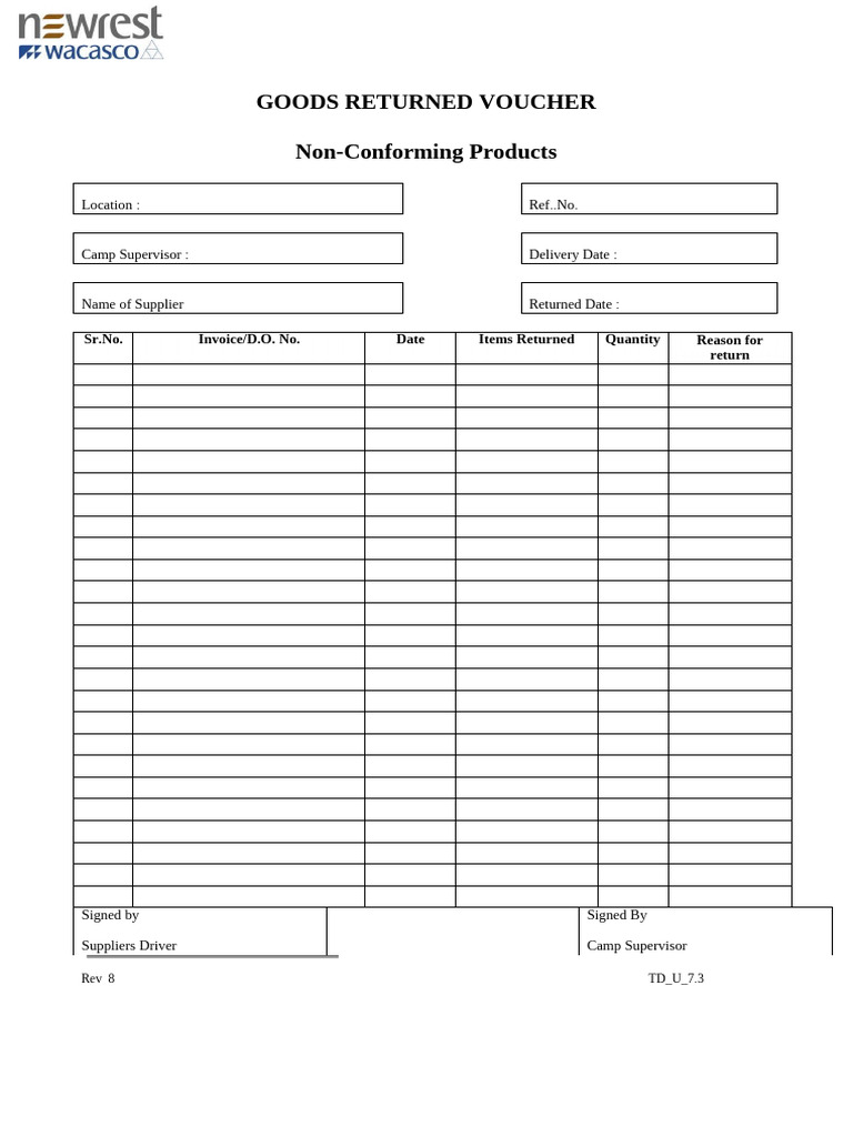 TD - U - 7.3 - Goods Returned Voucher | PDF