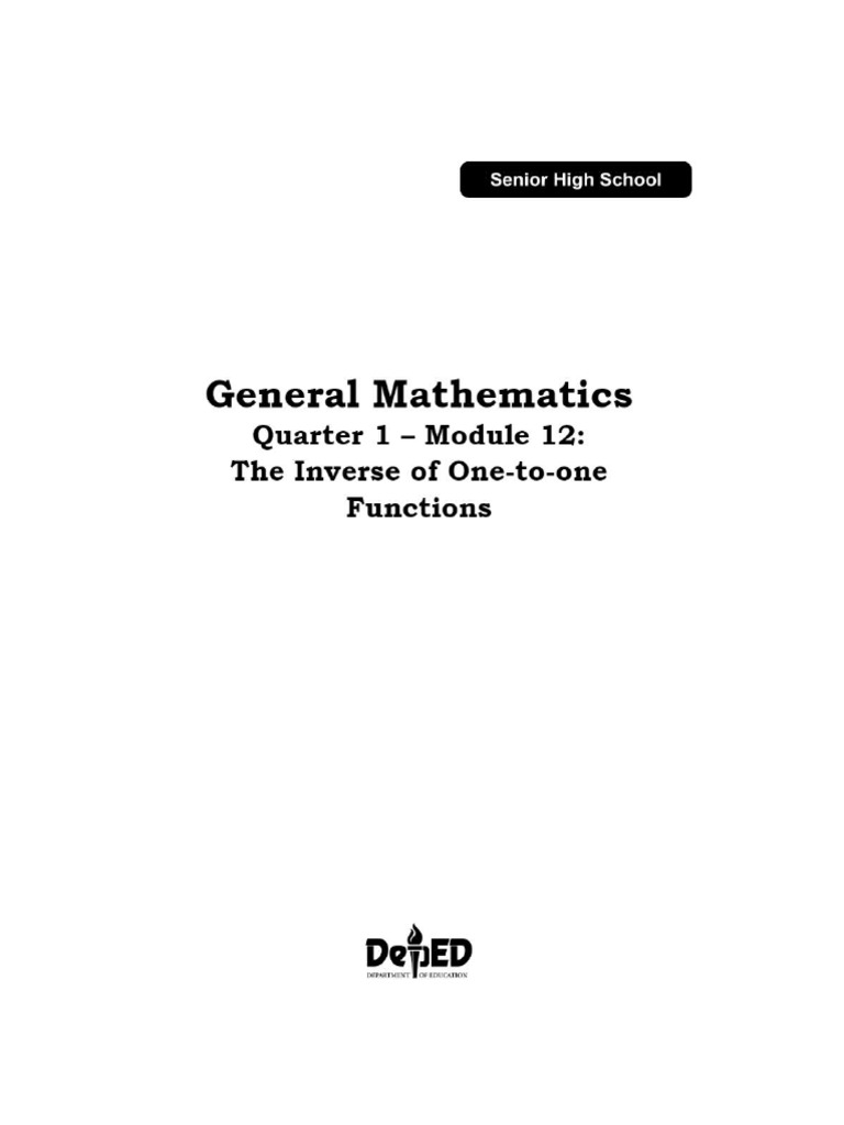 QTR1 Module 12 - Inverse of One To One Function | PDF