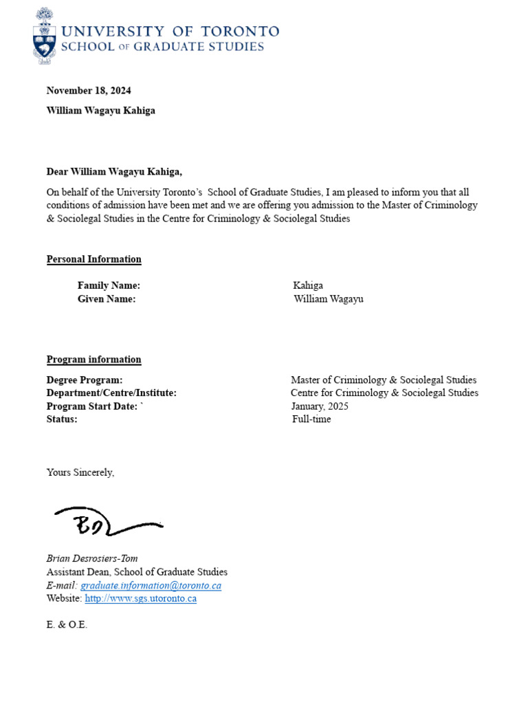 Acceptance Letter | PDF