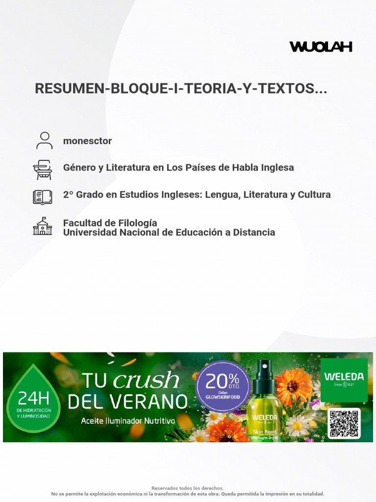 Resumen Bloque I Teoria y Textos | PDF | Mujer