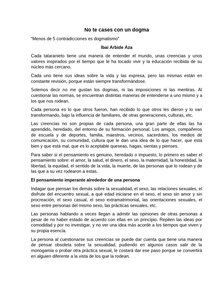 No Te Cases Con Un Dogma | PDF | La sexualidad humana | Pensamiento