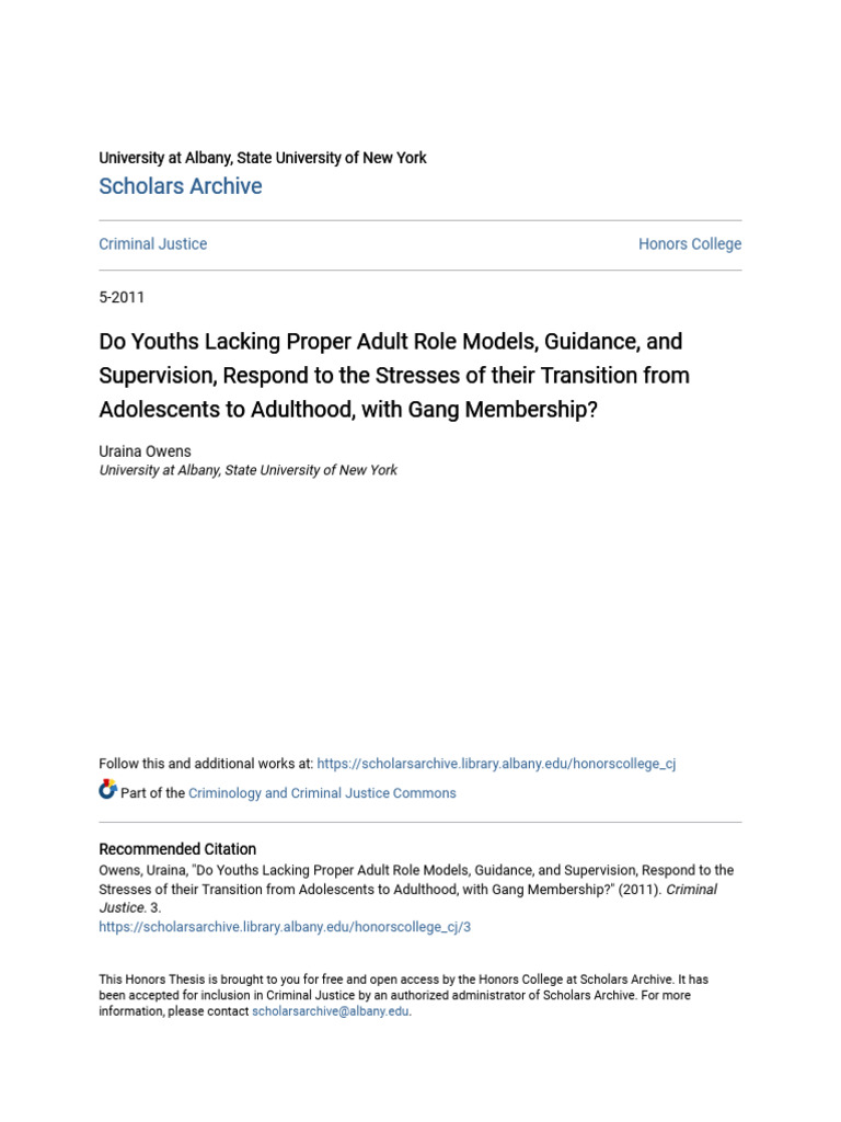 Do Youths Lacking Proper Adult Role Models Guidance and Supervi | PDF ...