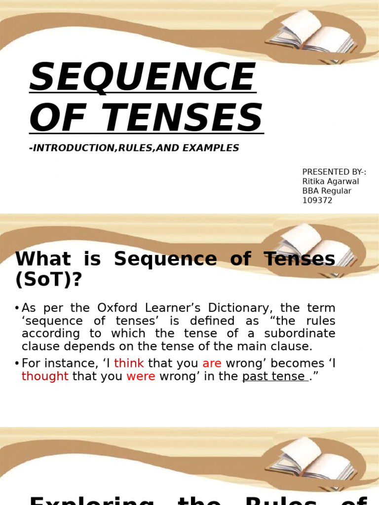 Sequence of Tenses: - Introduction, Rules, and Examples | PDF | Verb ...