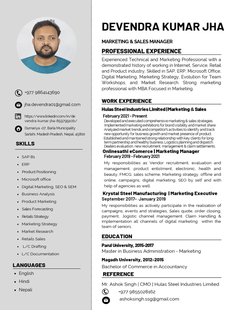 Devendra Kumar Jha CV | PDF | Digital Marketing | Marketing