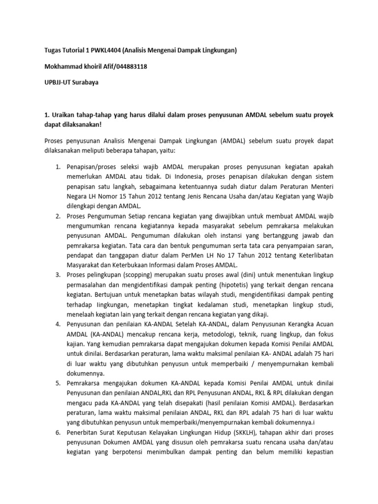 Tahapan AMDAL untuk Proyek | PDF