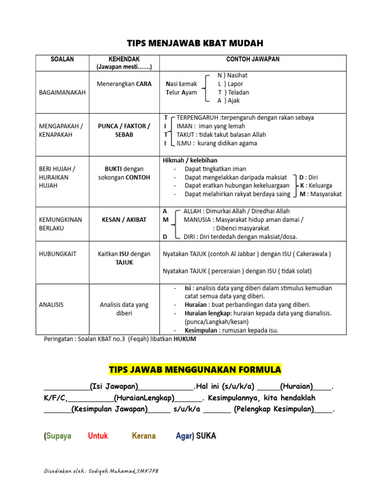 Tips Mudah Jawab Kbat | PDF