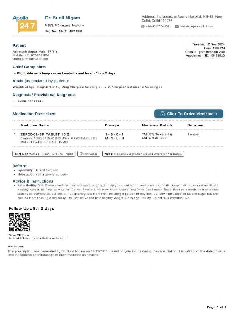 Apollo Appointment - Ashutosh | PDF