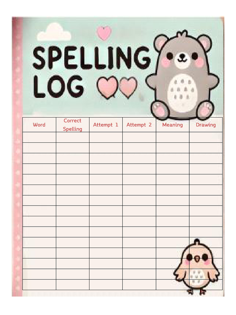 Spelling Log | PDF