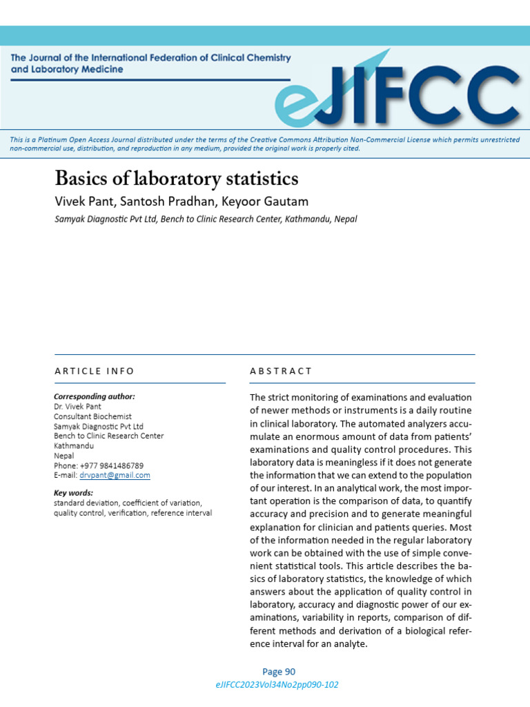 IFCC | PDF | Standard Deviation | Coefficient Of Variation