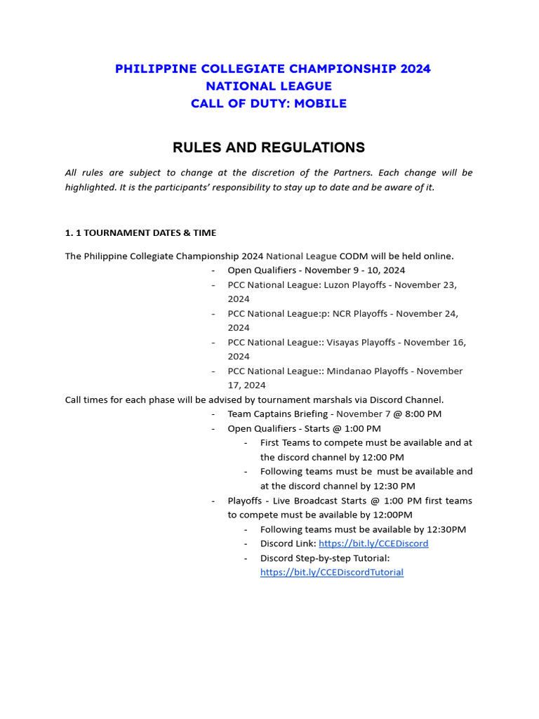 PCC 2024 National League CODM | PDF | Sports & Recreation