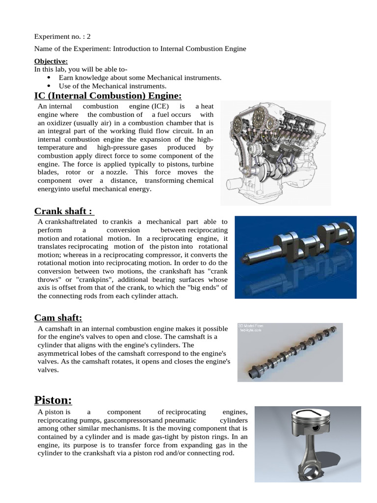 EXPT 02 Experiment of IC Engine | PDF | Internal Combustion Engine | Piston
