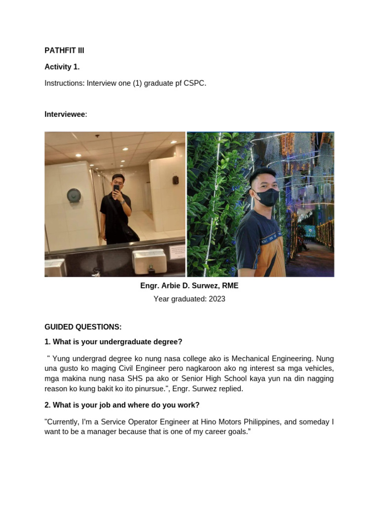 Pathfit-3 Activity Interview | PDF