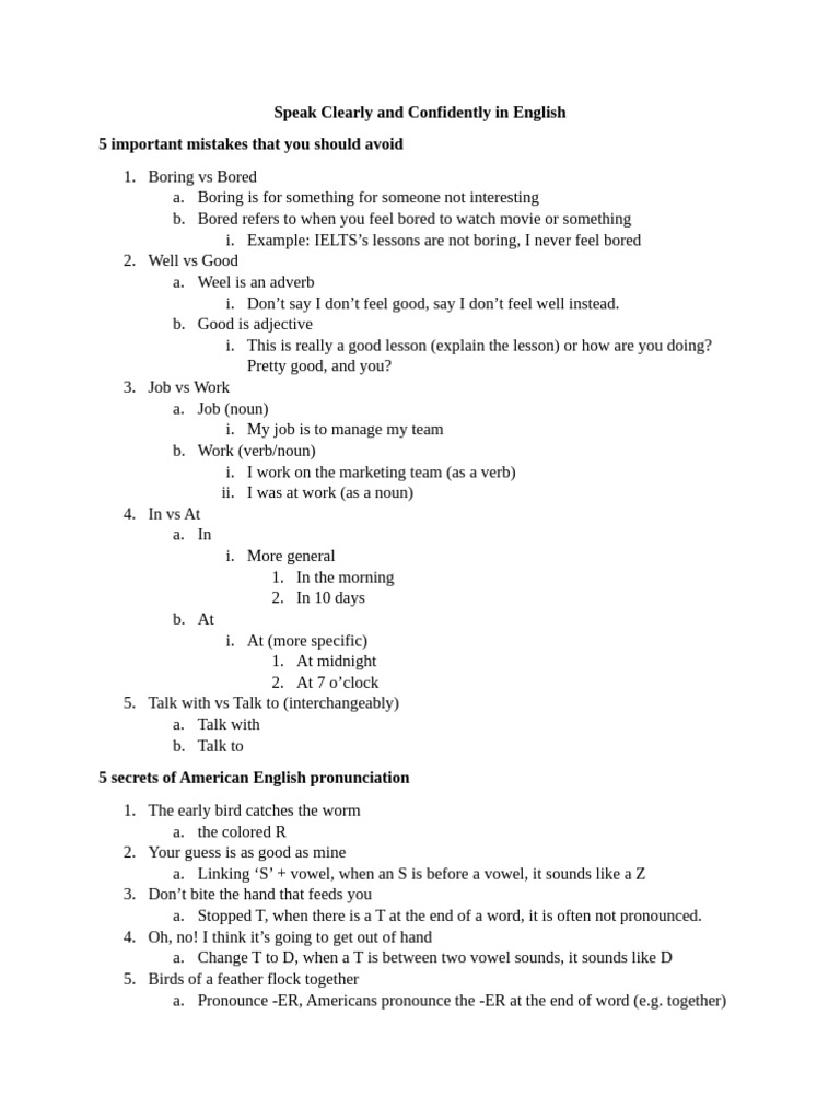 19.11 Speak Clearly and Confidently in English | PDF | English Language ...