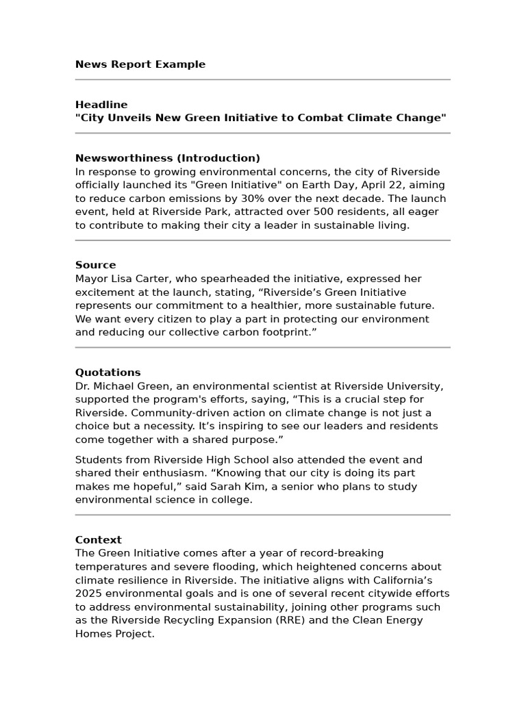Riverside Launches Green Initiative | PDF | Sustainability | Climate ...
