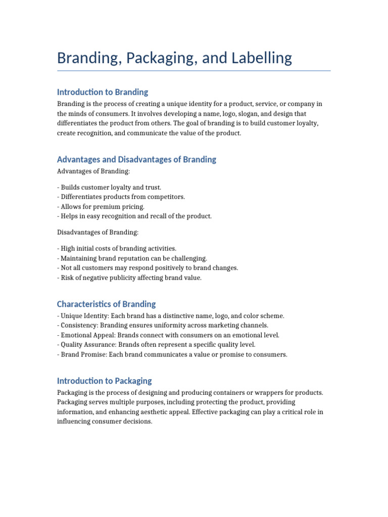 Branding Packaging Labelling Document | PDF | Brand | Packaging And ...