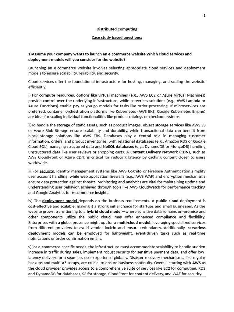 Univ - QP - DC - Case Study Based Questions | PDF | Cloud Computing | Scalability