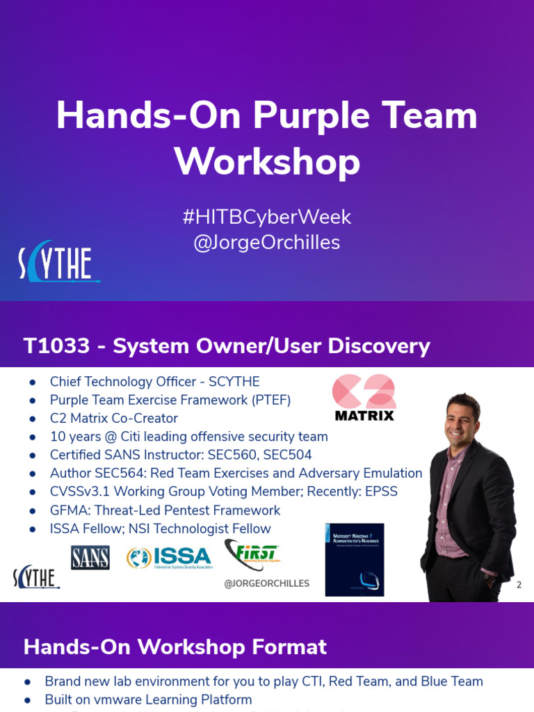 Cybersecurity Purple Team Workshop | PDF | Computer Security | Security