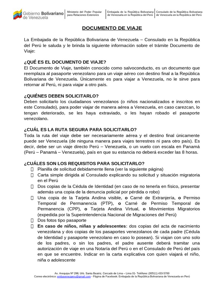 Documento de Viaje | PDF | Documento de identidad | Perú