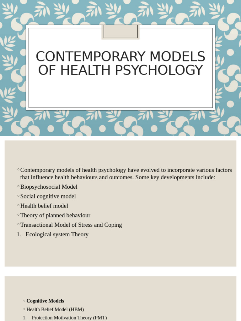 Contemporary Models of Health Psychology - Edited 25092024 124035pm ...
