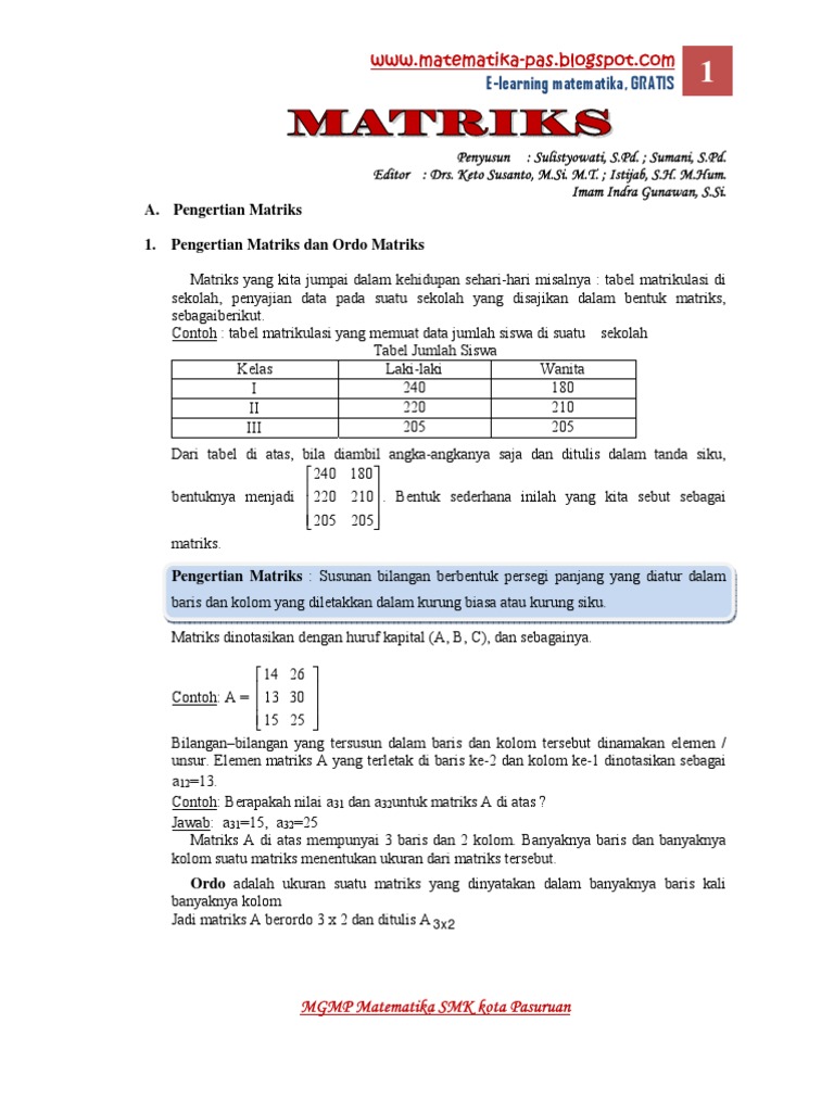 Modul Matematika Matriks | PDF | Komputer