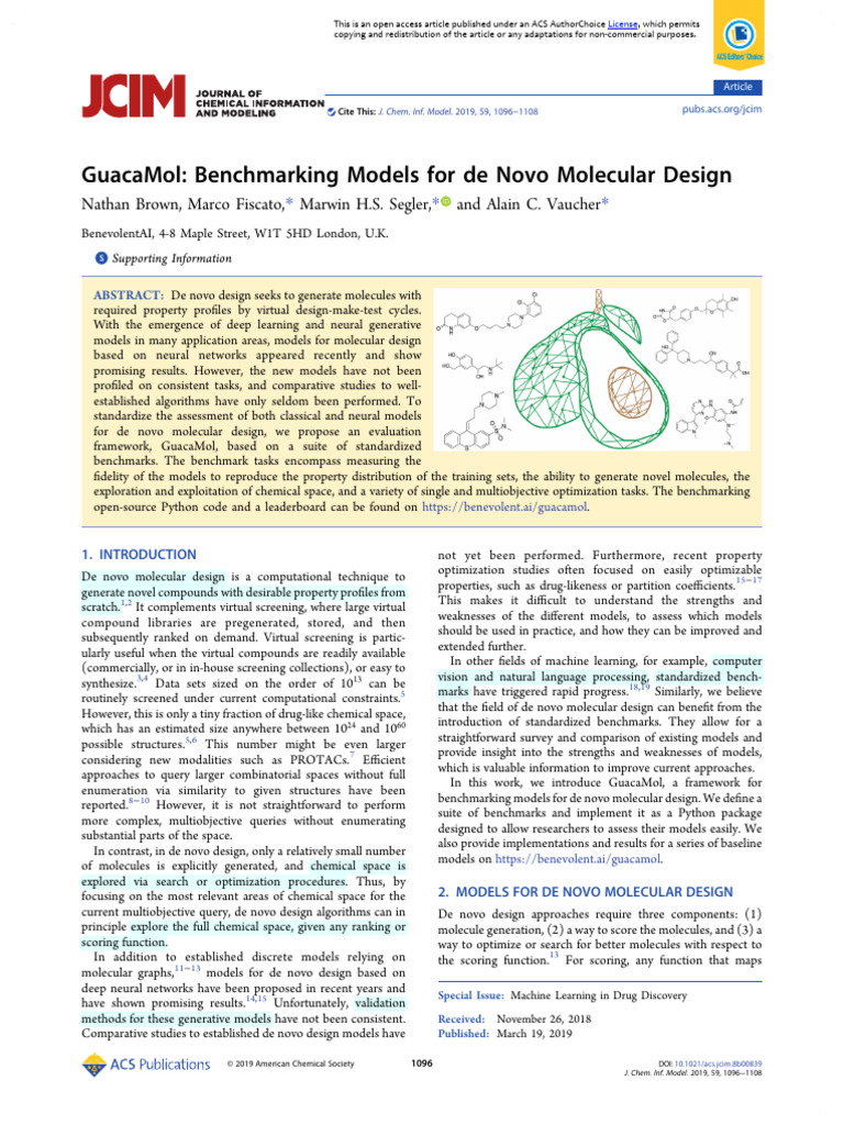 GuacaMol Benchmarking Models For de Novo Molecular Design | PDF | Quantitative Structure ...