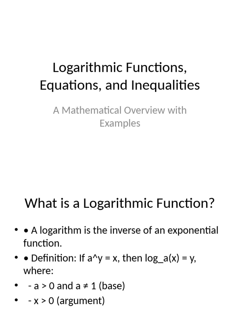 Logarithmic Functions Equations Inequalities | PDF | Science ...