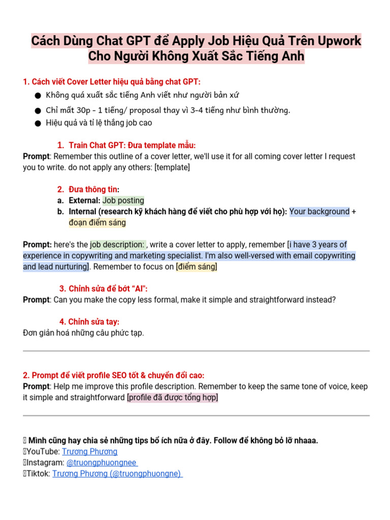 ChatGPT Upwork Prompt | PDF