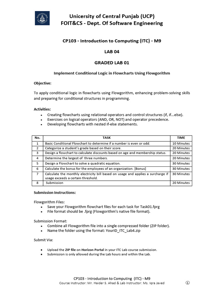 LAB 04 (Graded Lab 01) - Conditional Logic in Flowcharts Using ... LAB 04 (Graded Lab 01) - Conditional Logic in Flowcharts Using ...