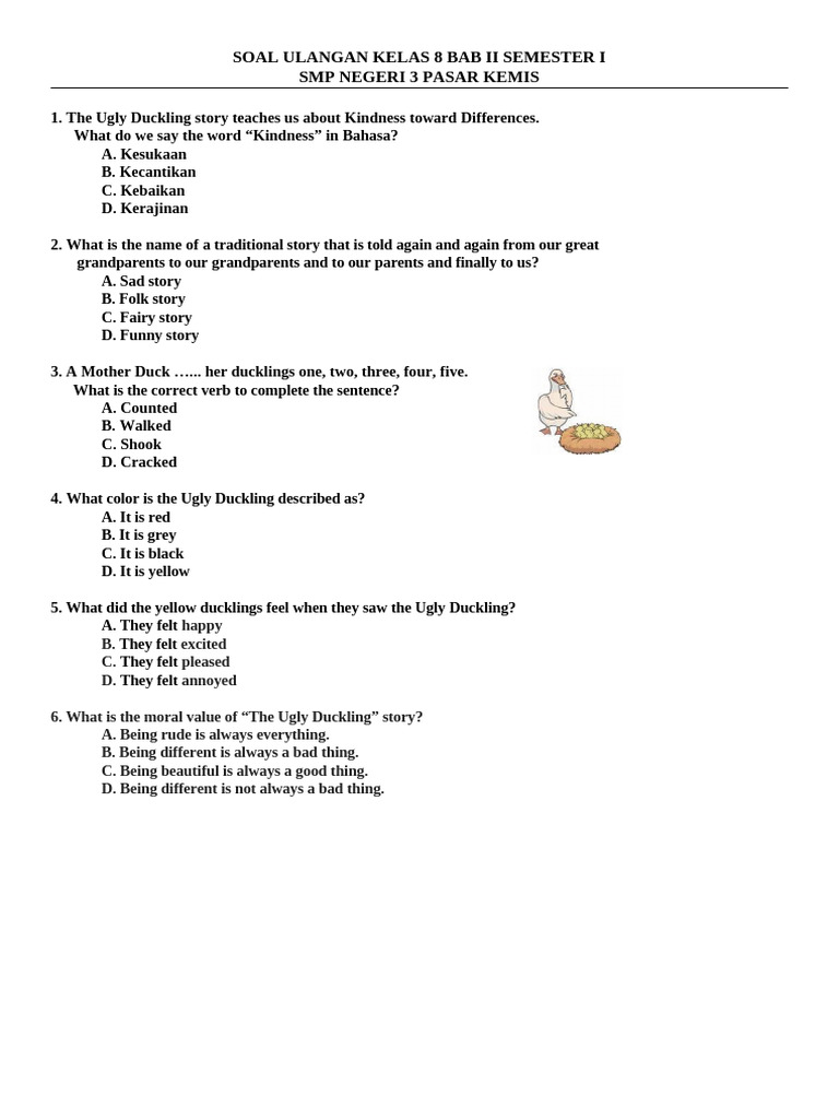 Soal Ulangan Kelas 8 Bab Ii Semester I | PDF | Language Arts & Discipline