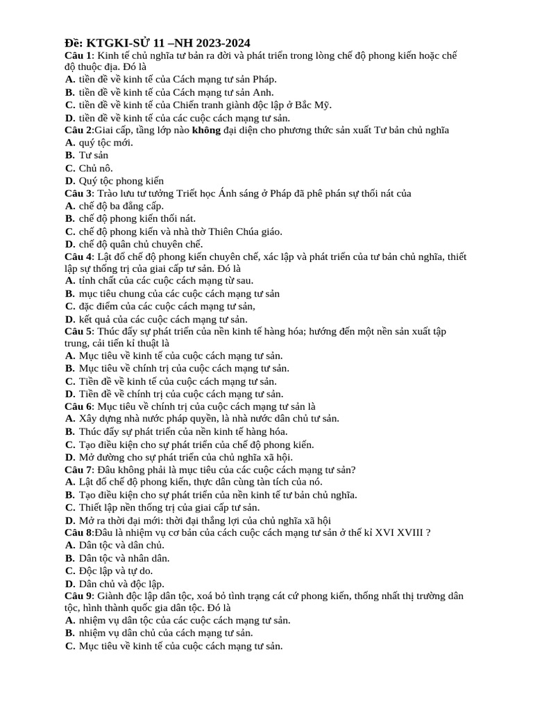 Đề cương sử 11 gk1 | PDF