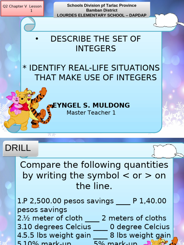Q2 Math 6 Chapter V Lesson 1 The Set of Integers (Describe - Identify ...