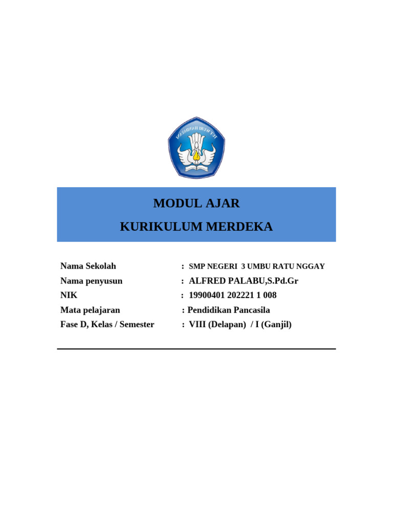 Modul Ajar PPKN Kls 8 | PDF