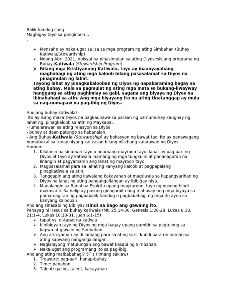 Balik Handog Talk | PDF