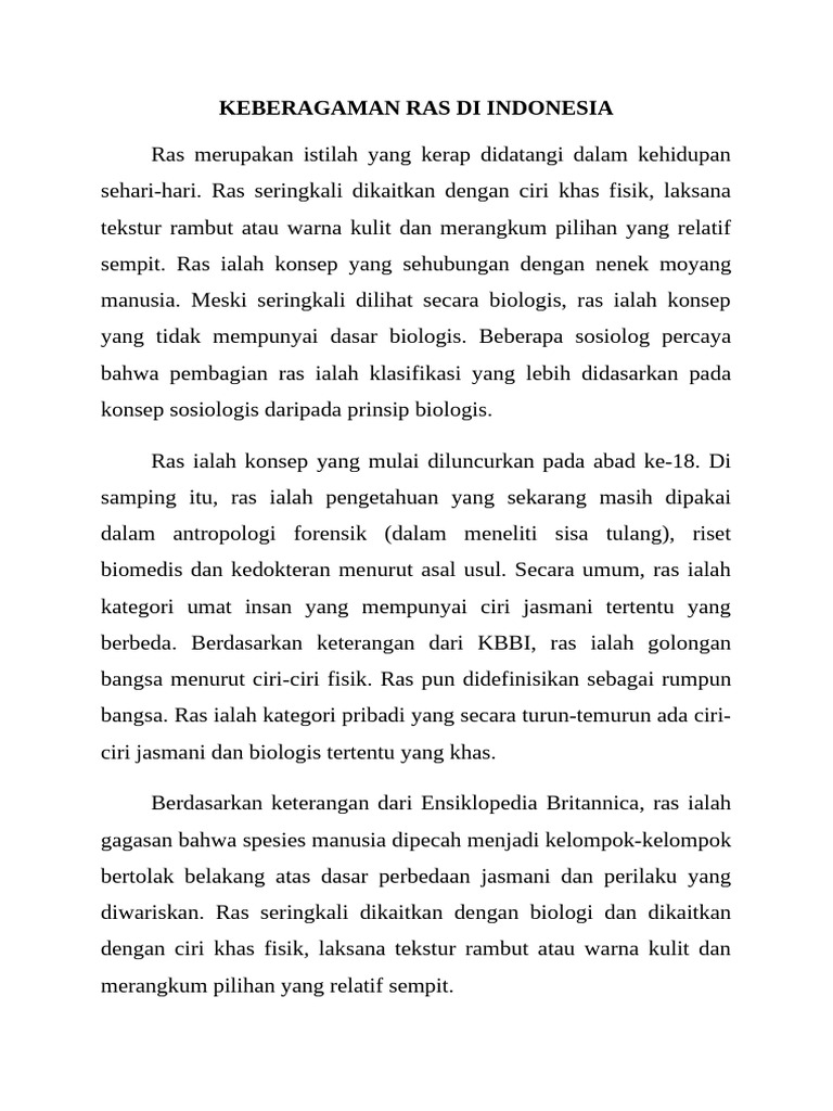 Keberagaman Ras Di Indonesia | PDF
