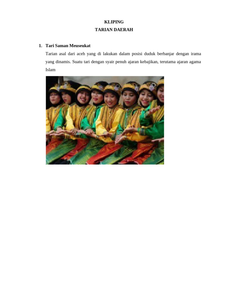 Kliping Tarian Daerah | PDF