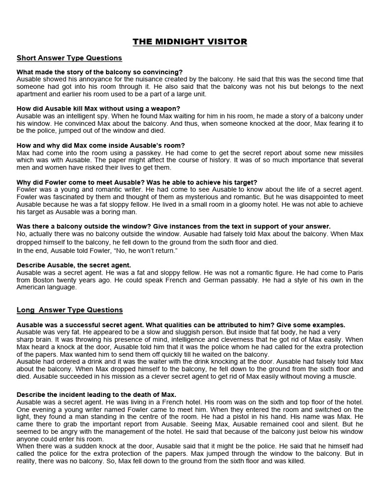 The Midnight Visitor | PDF