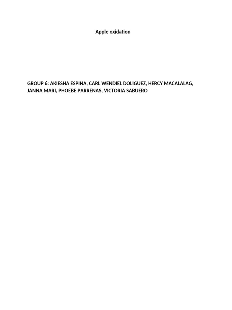 Apple Oxidation | PDF | Wellness
