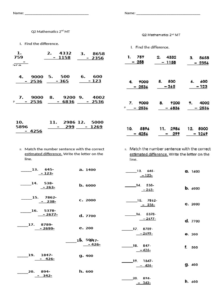 Quiz in Math 2nd MT 2024 | PDF